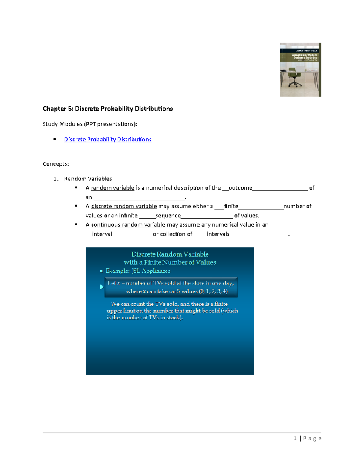 Ch5 Discrete Probability Distributions unfilled - Chapter 5: Discrete ...