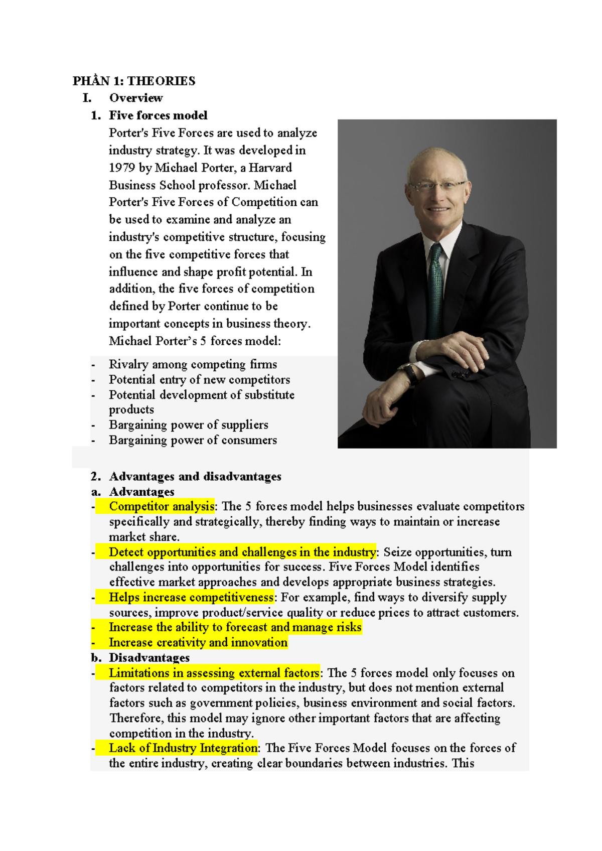 Five Forces Model - fgewfgwieufg - PHẦN 1: THEORIES I. Overview 1. Five ...