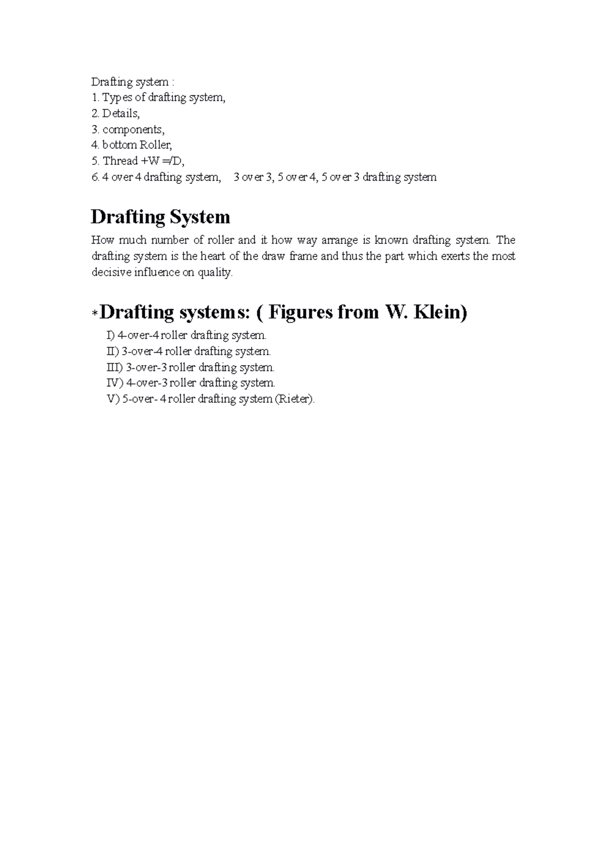 Drafting system Yarn Manufacturing Engineering-Il - Drafting system ...