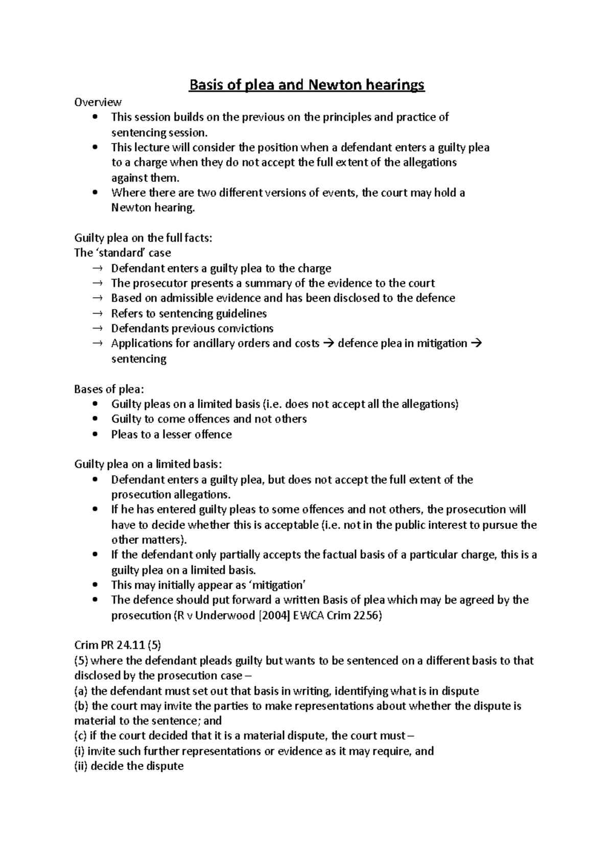 Basis of plea and Newton hearings - Basis of plea and Newton hearings ...