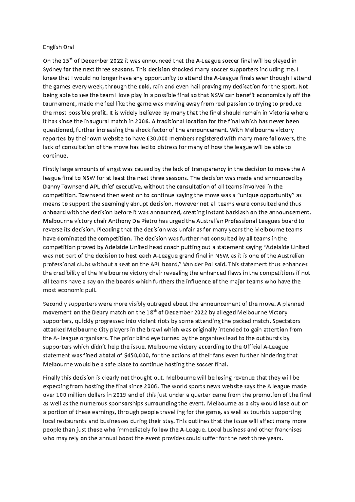 English Oral Practice Exemplar Oral English Oral On The 15th Of