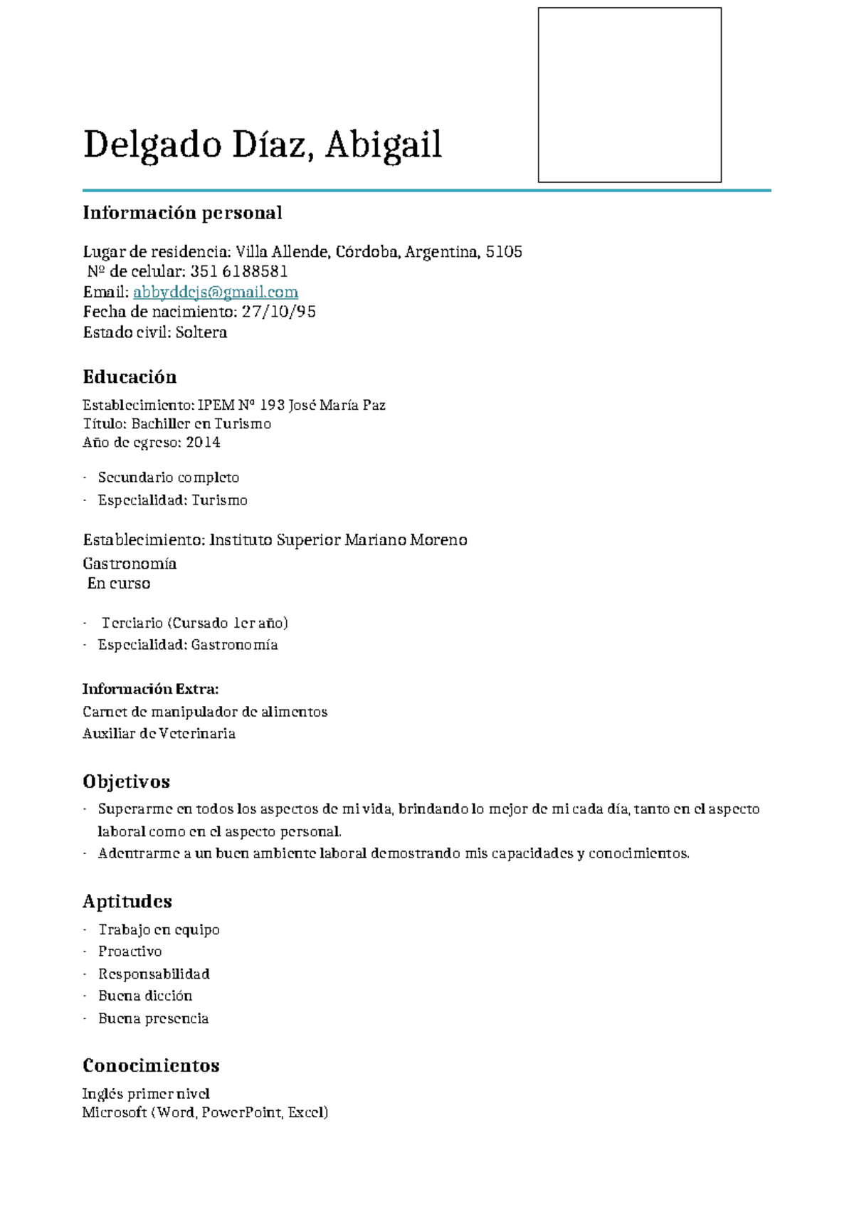 A Delgado Diaz cv - Delgado Díaz, Abigail Información personal Lugar de ...