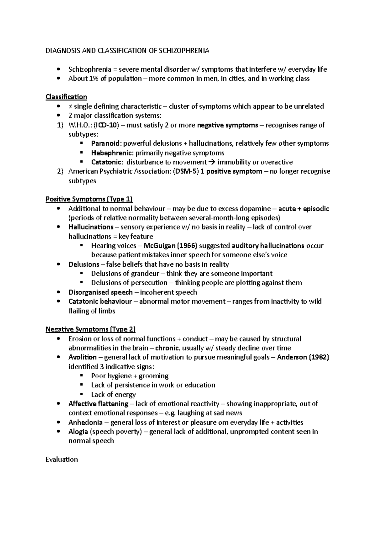 Classification of Schizophrenia - DIAGNOSIS AND CLASSIFICATION OF SCHIZOPHRENIA Schizophrenia ...