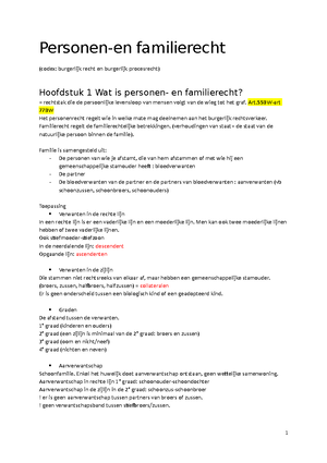 PERS EN FAM Recht samenvatting - Personen- en familierecht 1 Wat is ...