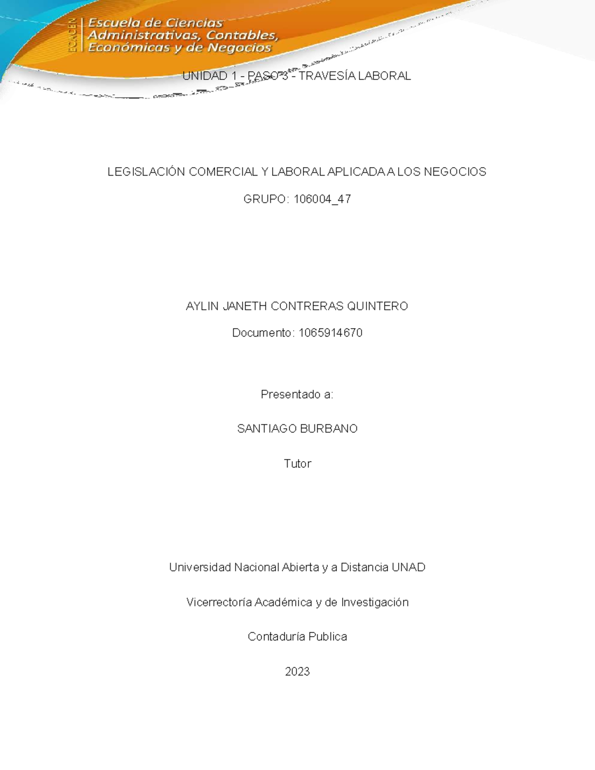 Unidad 1 paso 3 Travesia Laboral- Aylin Janeth Contreras Qquintero ...
