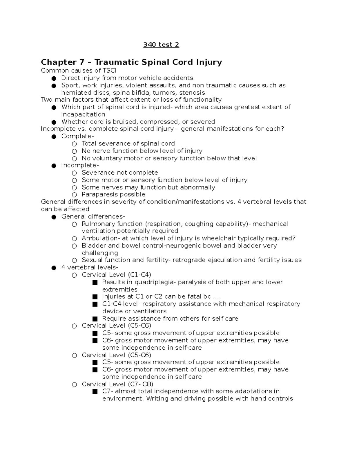 340 test 2 - Thorough Summary for test two covering all the essential ...