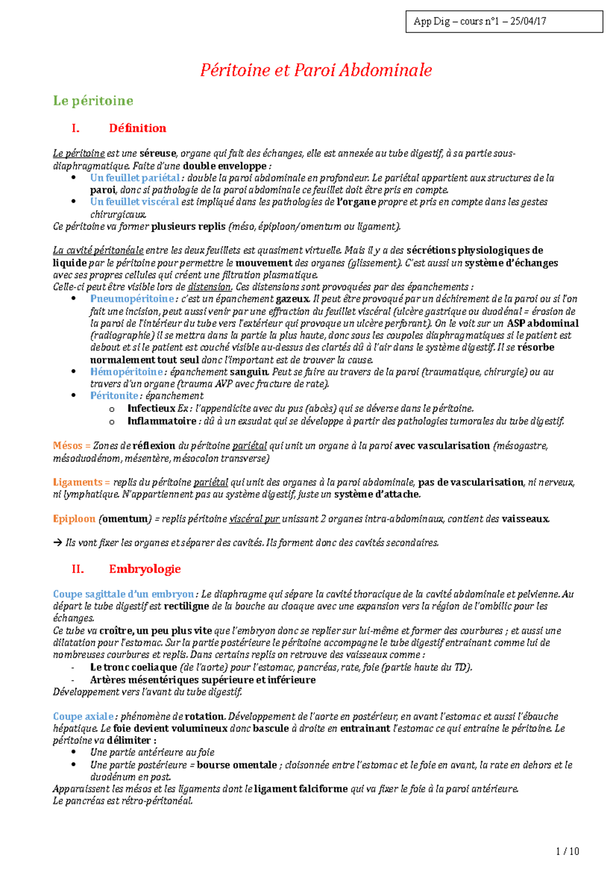 Anatomie de l'appareil digestif - Péritoine et Paroi Abdominale Le ...