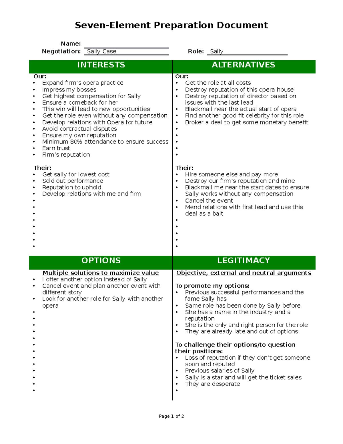 Sally Case Prep Document - Seven-Element Preparation Document Name ...