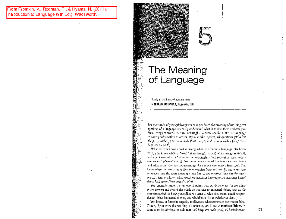 R6 Semantics FRH-Chapter 5 - The Meaning of Language Surely all this is ...