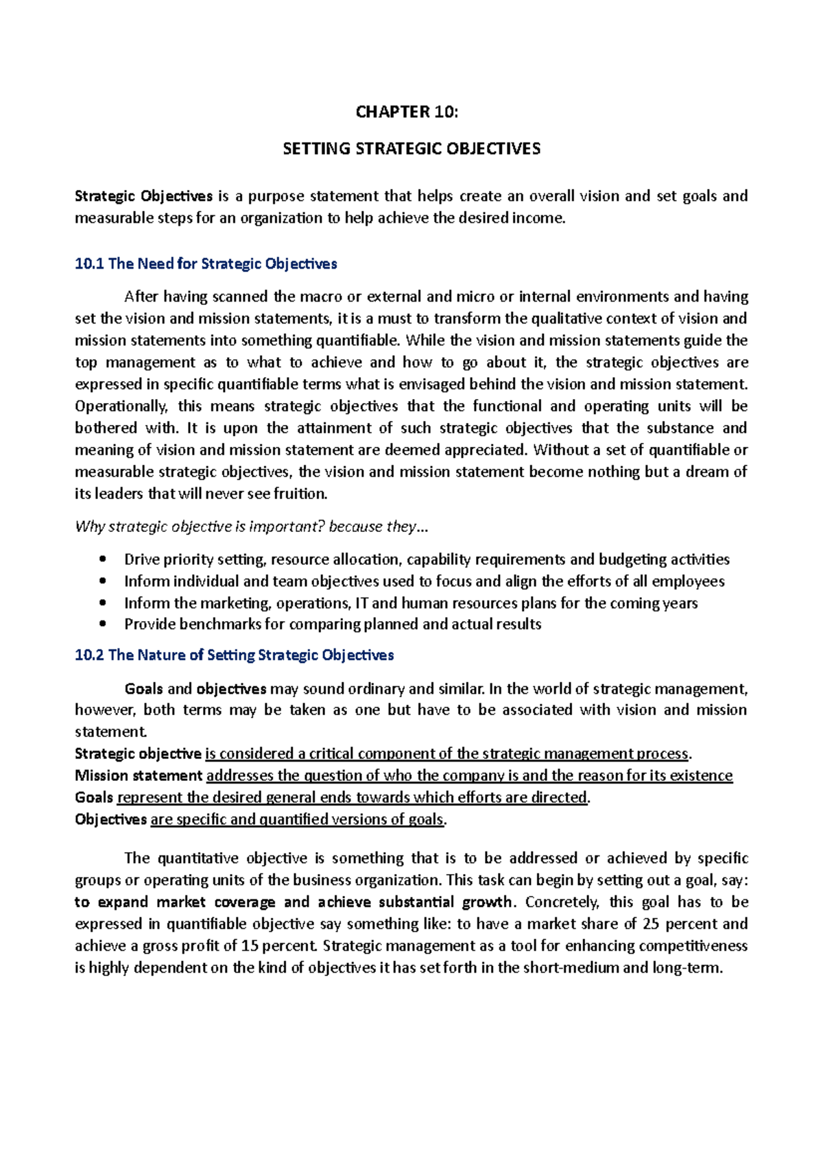 Chapter 10 Strama - for strategic information - CHAPTER 10: SETTING ...