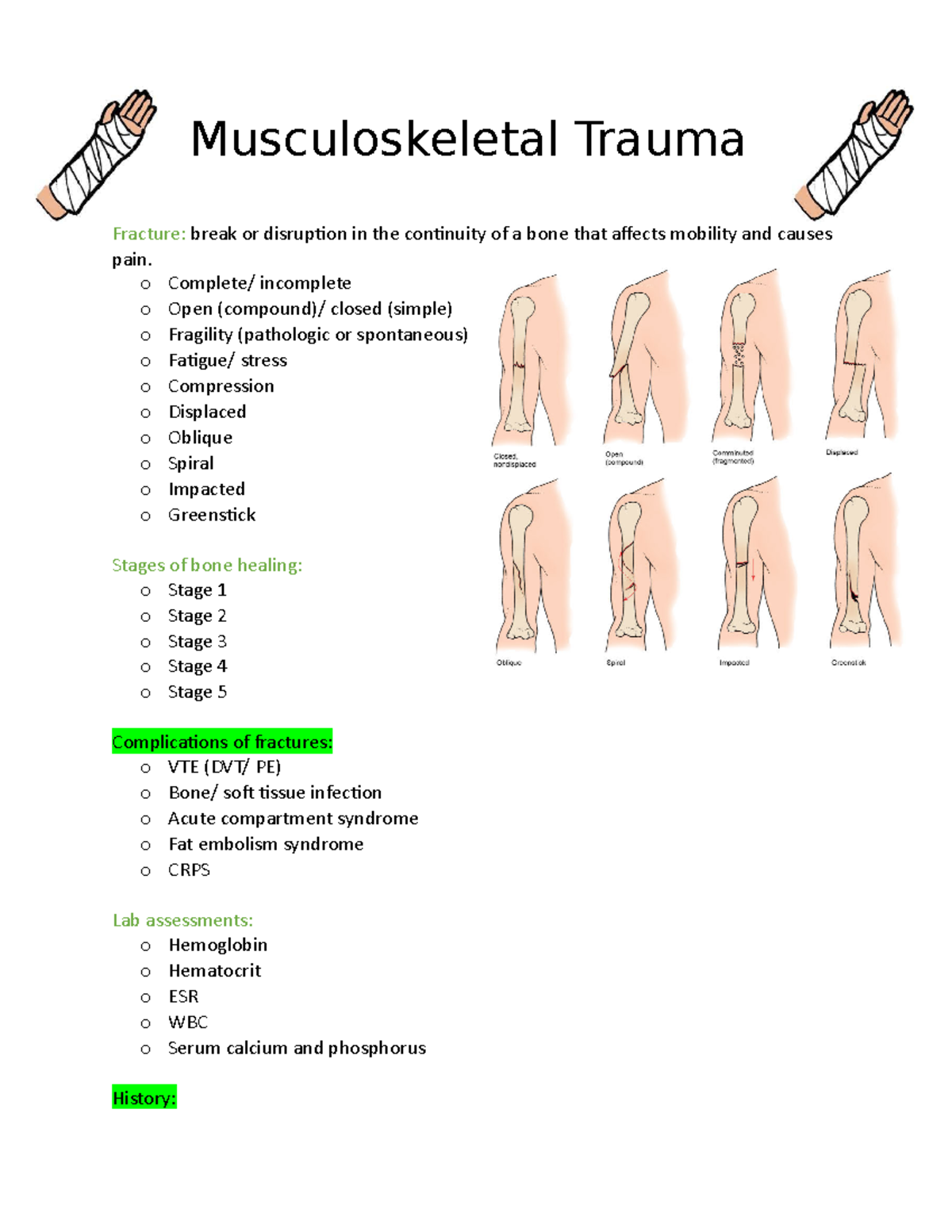 Musculoskeletal Trauma Fracture and Injury Management - Studocu