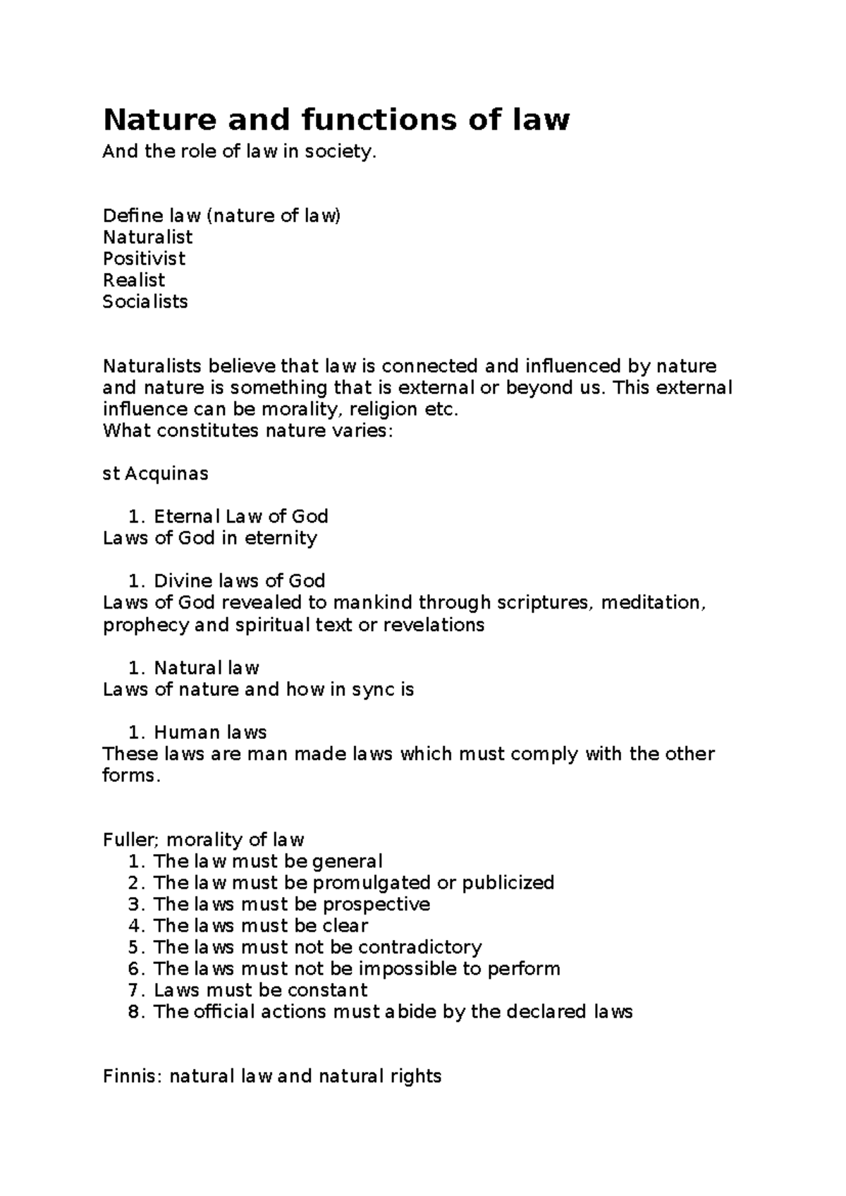 Nature and function of law - Define law (nature of law) Naturalist ...