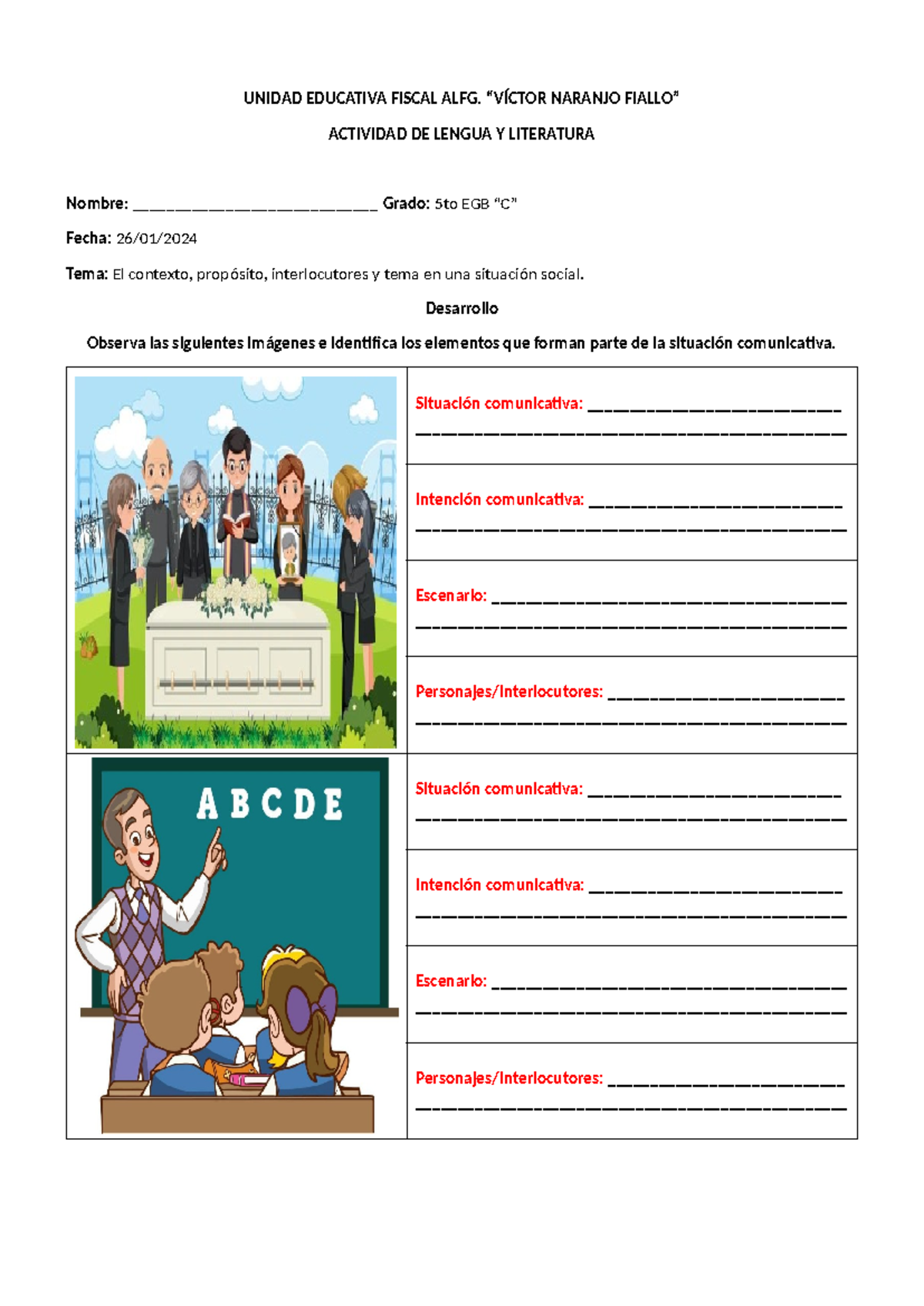 Actividad Lengua y Literatura: El contexto, propósito, interlocutores y ...