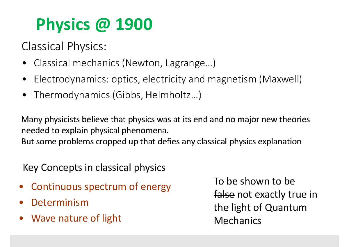 CM3041 Lecture slide 1 - Classical Physics: • Classical mechanics ...