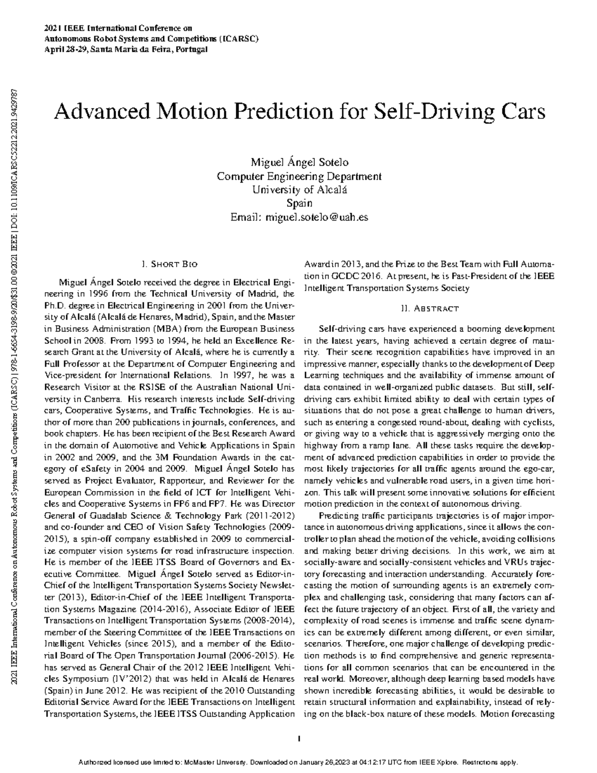 Advanced Motion Prediction for Self-Driving Cars - 2021 IEEE ...