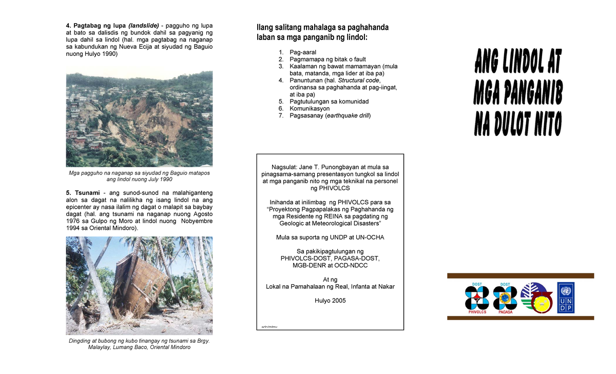 Ang Lindol at mga Panganib na Dulot Nito 2005 Flyer - Pagtabag ng lupa ...