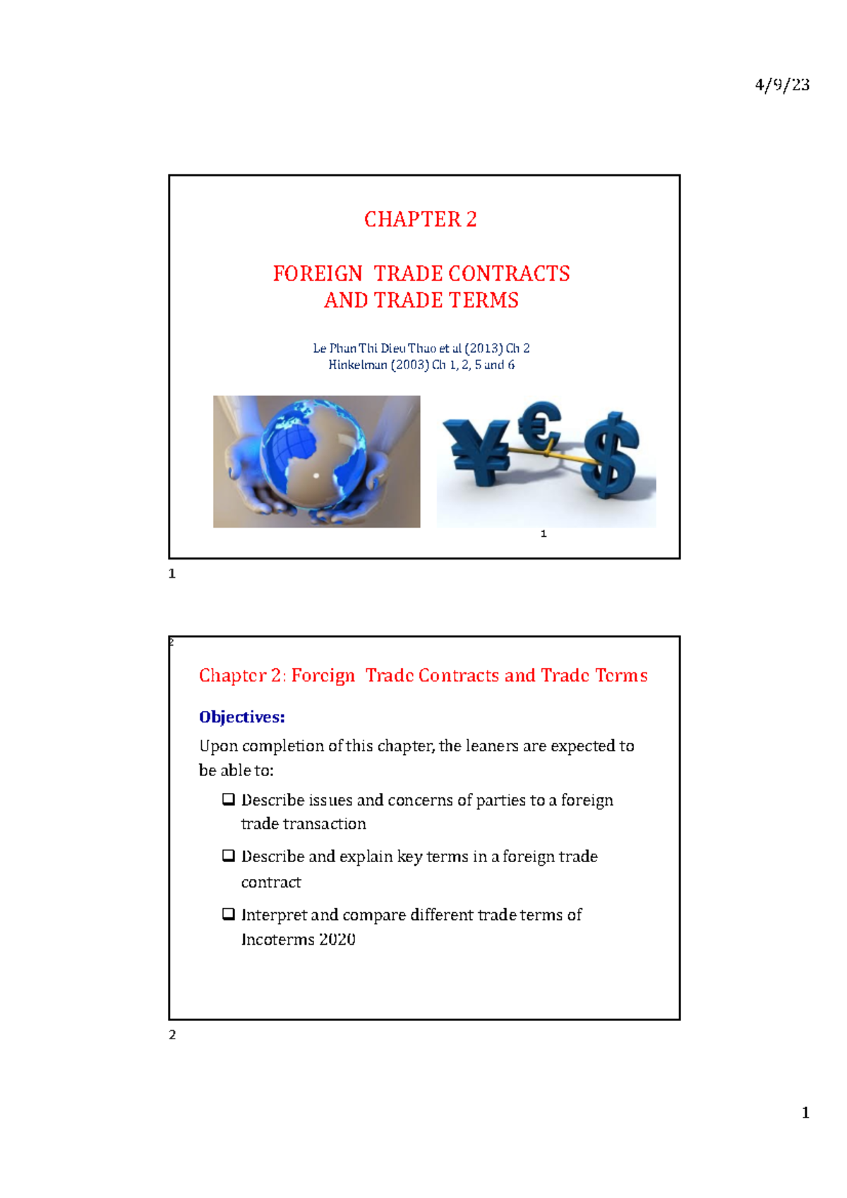 2023 NTP IP Chapter 2 v3 - ... - 1 CHAPTER 2 FOREIGN TRADE CONTRACTS AND TRADE TERMS Le Phan Thi ...