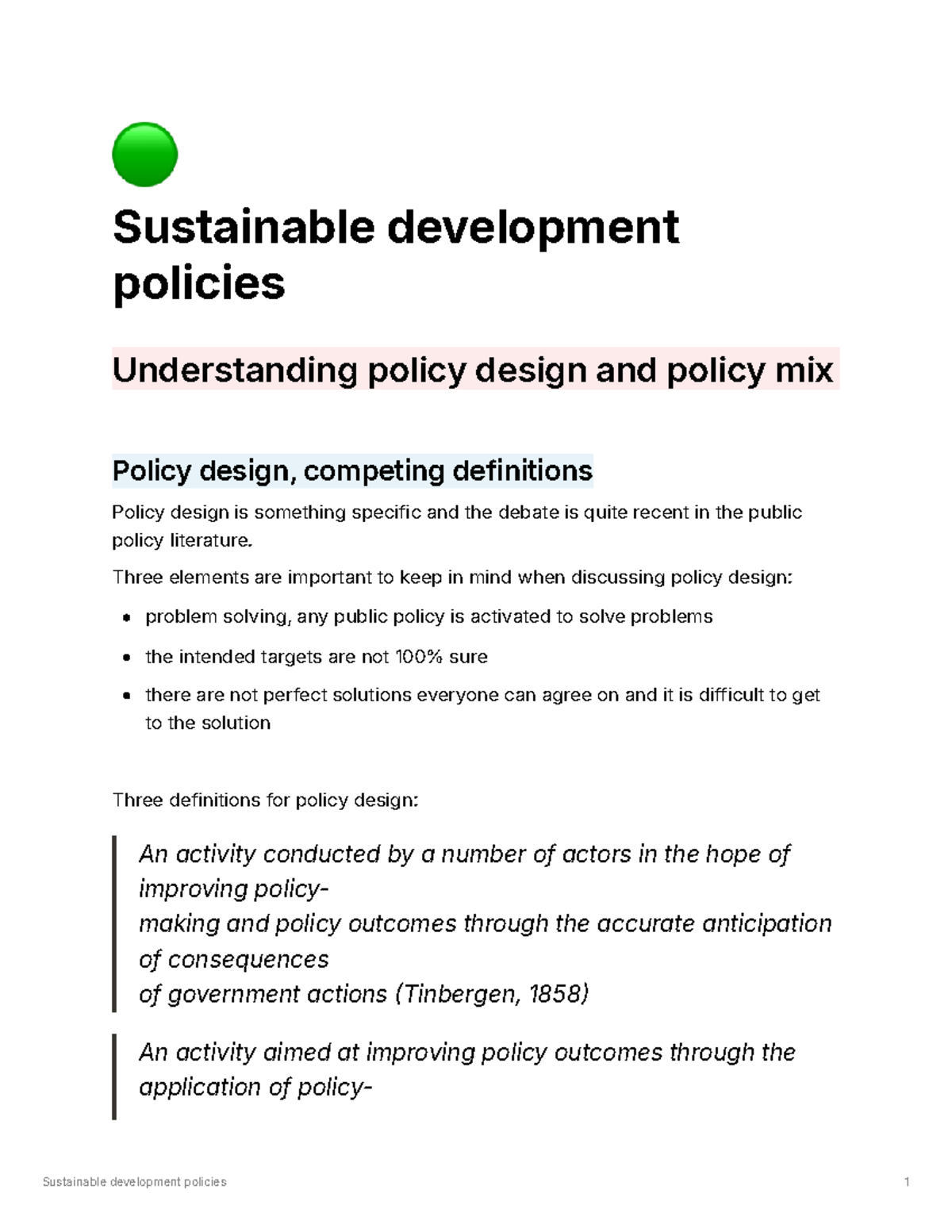 Sustainable development policies 3 CLASSES - 🟢 Sustainable development ...