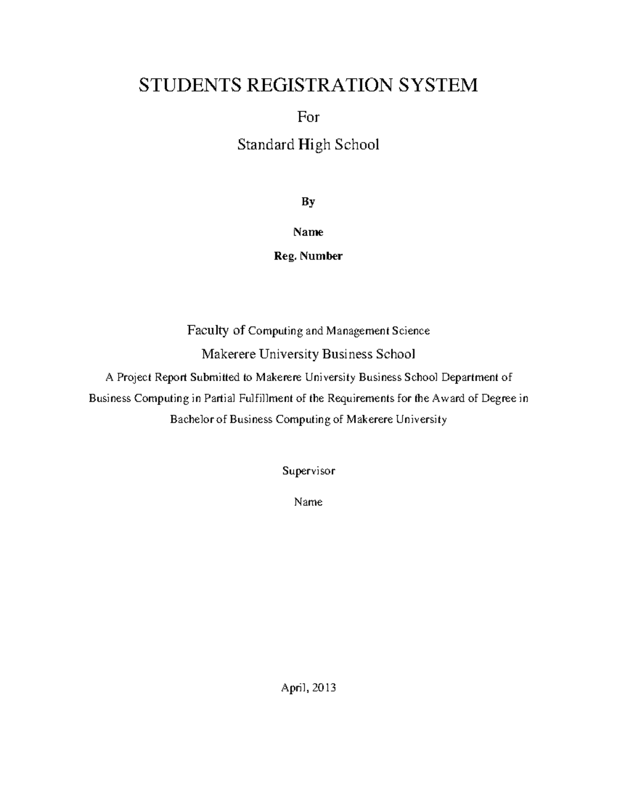 Sample-report - 4th - STUDENTS REGISTRATION SYSTEM For Standard High ...