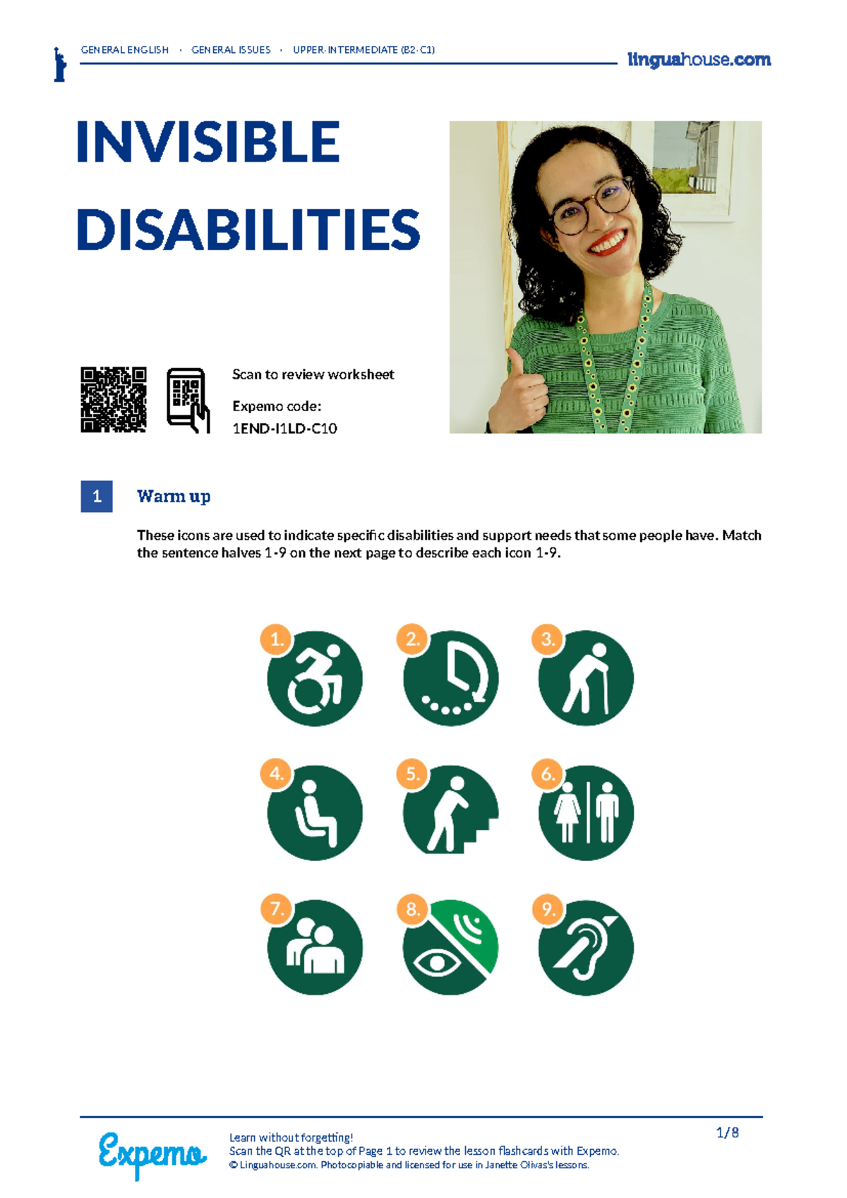 Invisible disabilities american english student B2 C1 - GENERAL ENGLISH ...