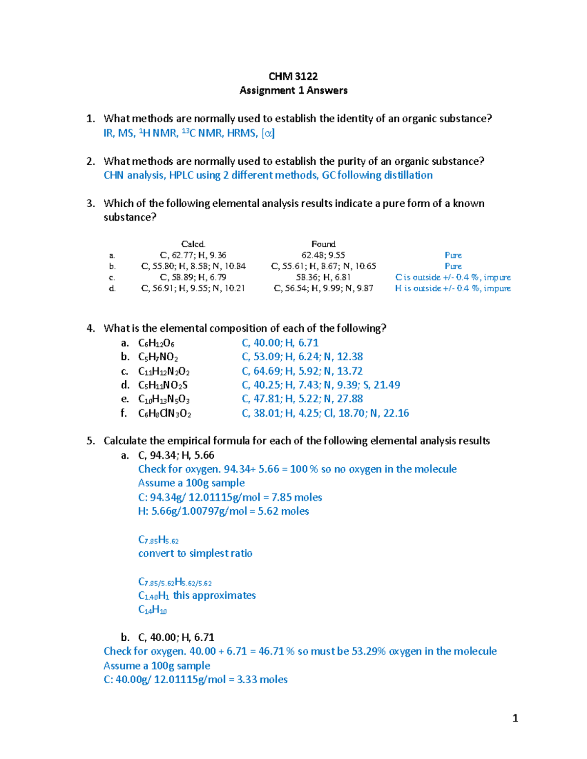 Assignment 1 Solutions Warning Tt Undefined Function 32 Chm 3122 Assignment 1 Answers What