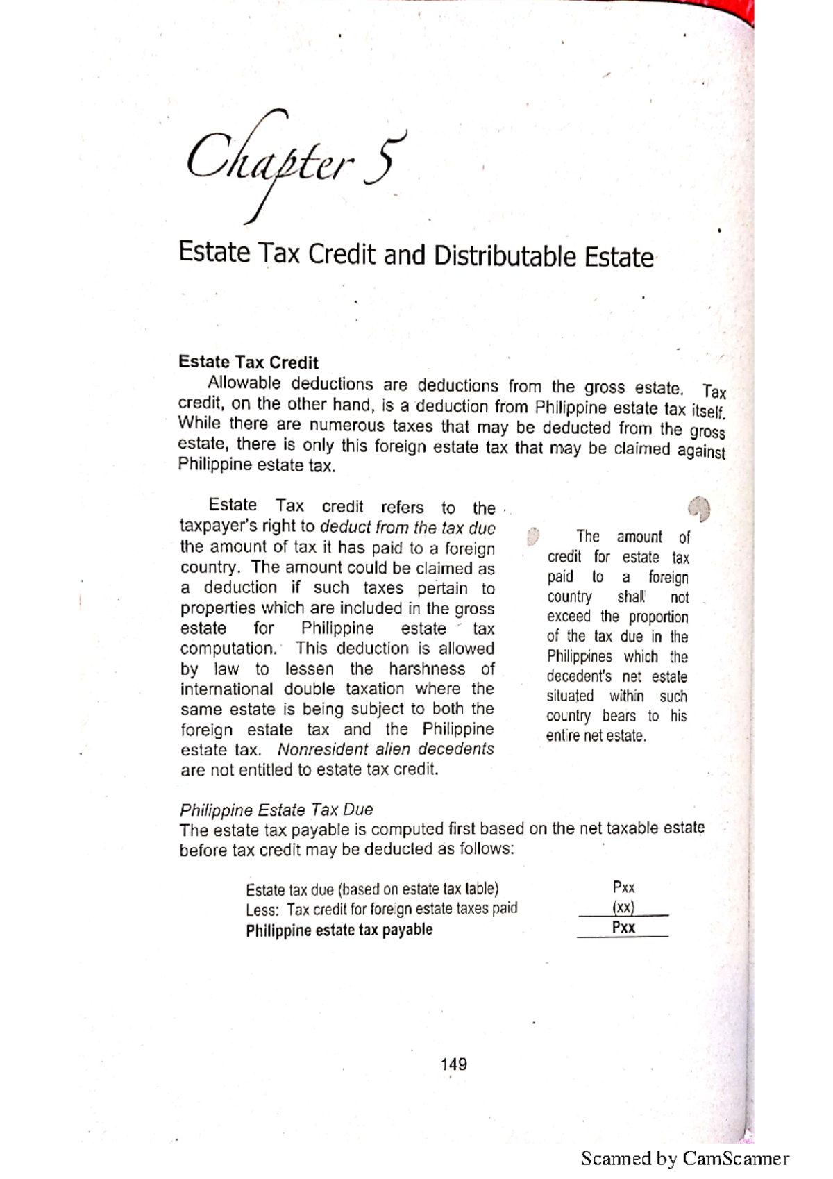 Ch05 estate tax credit and distributable estate 2 - Bachelors of ...