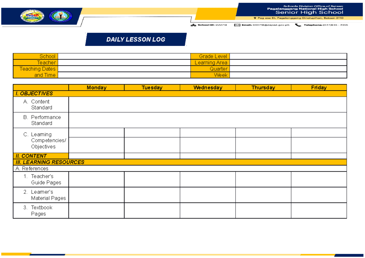 DLL- Format - MEdia - School Grade Level Teacher Learning Area Teaching ...