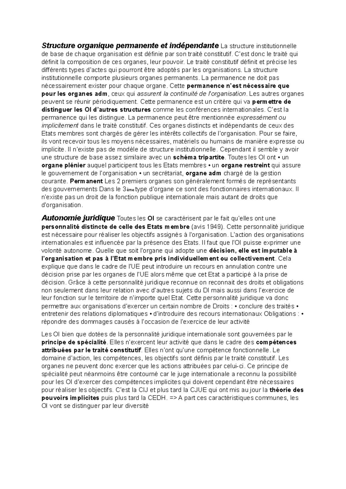 Structure organique - C’est donc le traité qui définit la composition ...