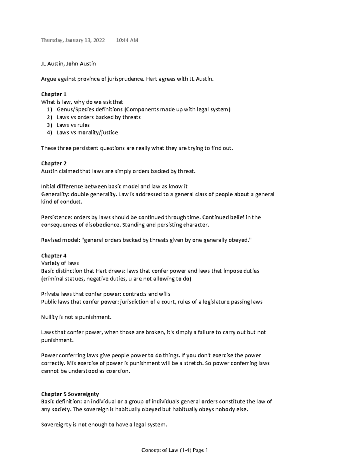 Phil 321 notes from the first class to the last class - JL Austin, John ...