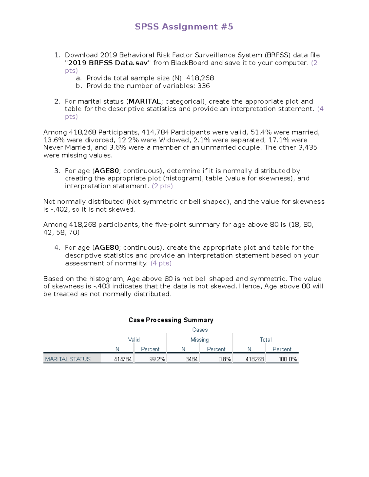 SPSS 05 SPSS05 Assignment Complete - 1. Download 2019 Behavioral Risk ...