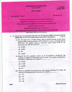 Cma question paper - Taxation II - Studocu