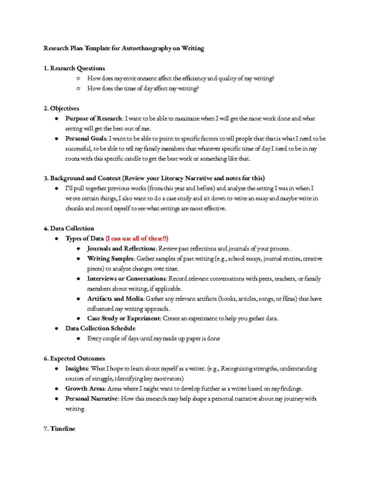 11.11 research plan - n/a - Research Plan Template for Autoethnography ...