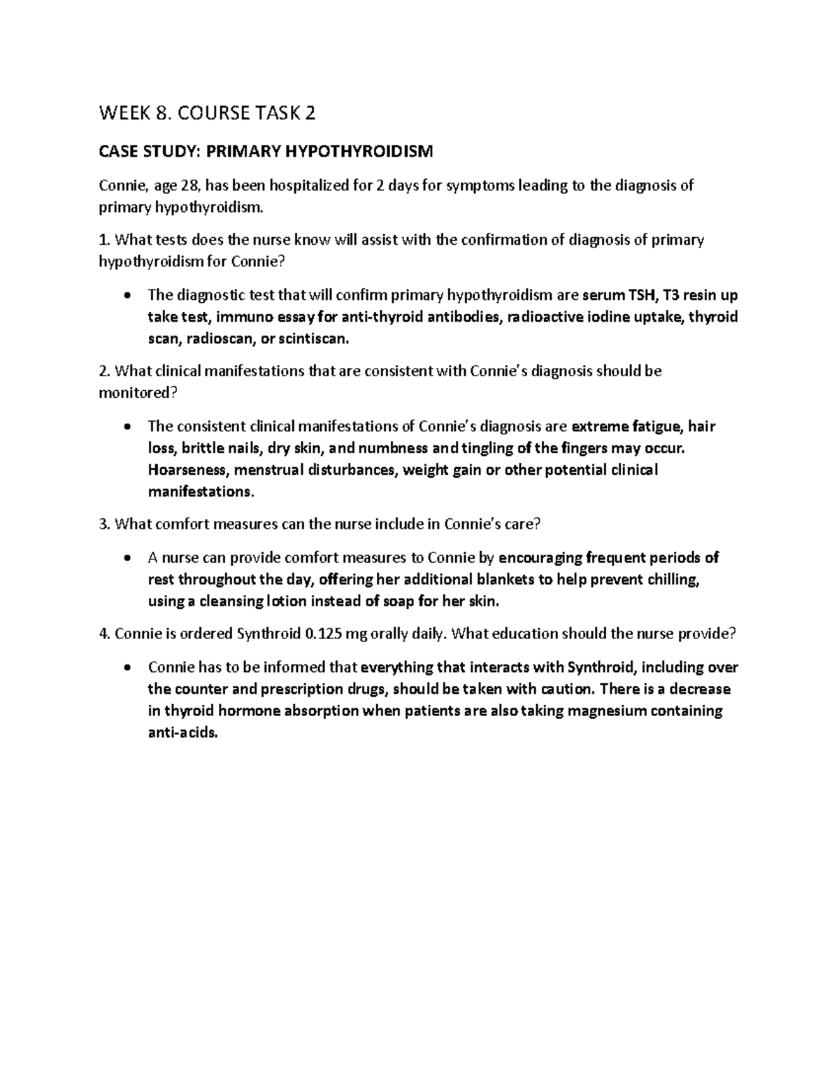 WEEK 8. Course TASK 2 - WEEK 8. COURSE TASK 2 CASE STUDY: PRIMARY ...