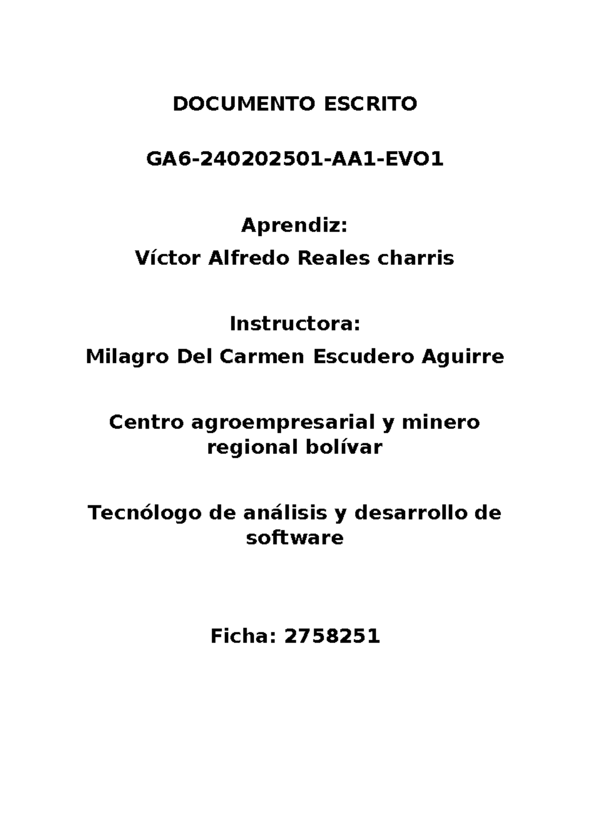 Documento Escrito - Analisis Y Desarrollo De Software - DOCUMENTO ESCRITO GA6-240202501-AA1-EVO ...