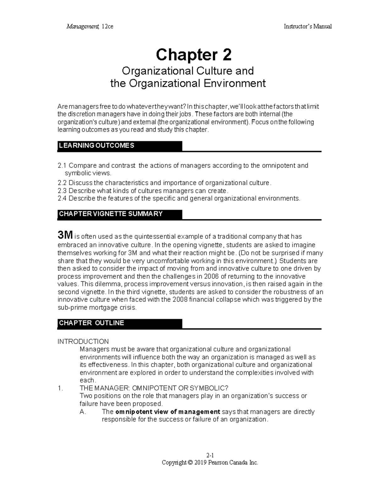 02 robbins mgmt12c im ch02 - 2- Chapter 2 Organizational Culture and ...