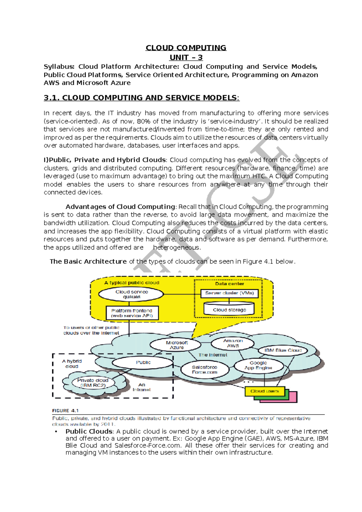 UNIT-3 - JNTUK R20 CLOUD COMPUTING UNIT-3 - CLOUD COMPUTING UNIT – 3 Syllabus: Cloud Platform ...