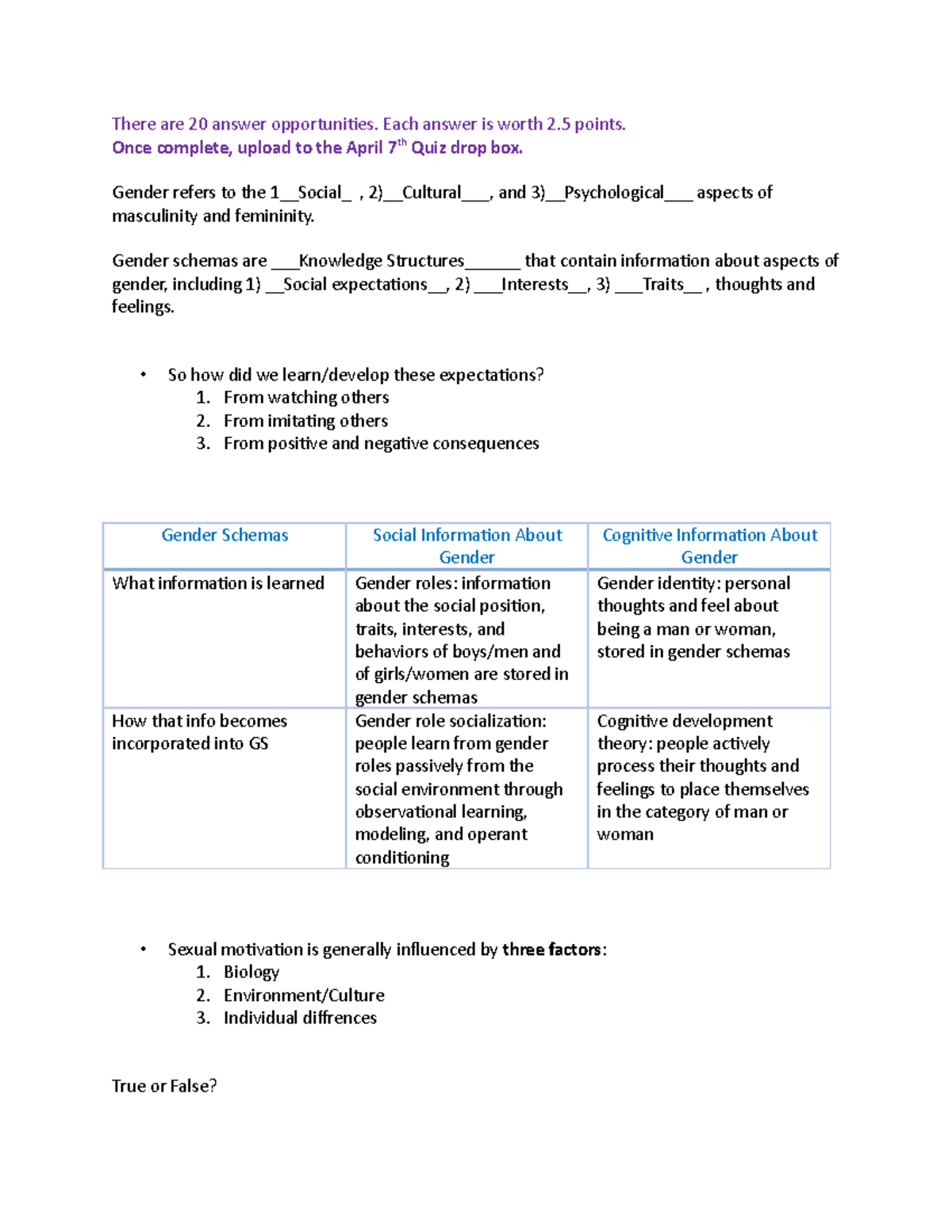 Quiz 4, the fourth quiz. Sexuality/Gender - There are 20 answer ...