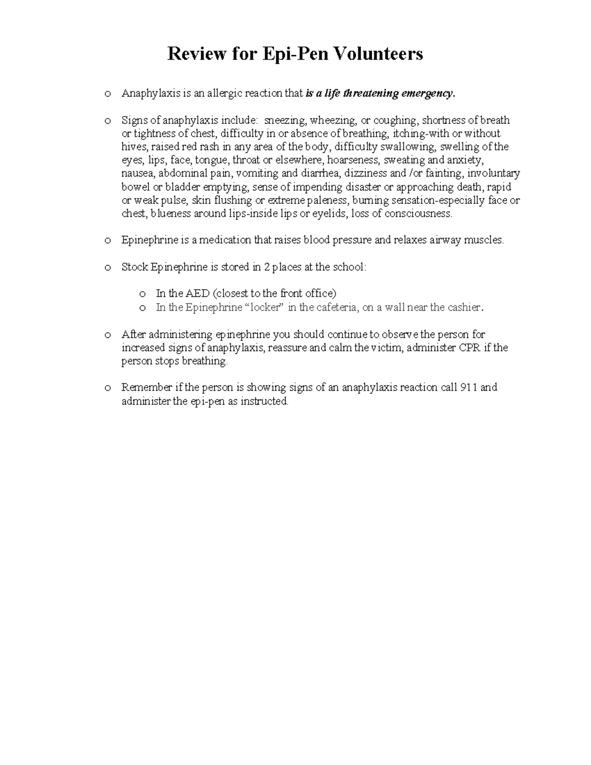 Epi-Pen Review and Test - Managing Allergic Reaction - Review for Epi ...