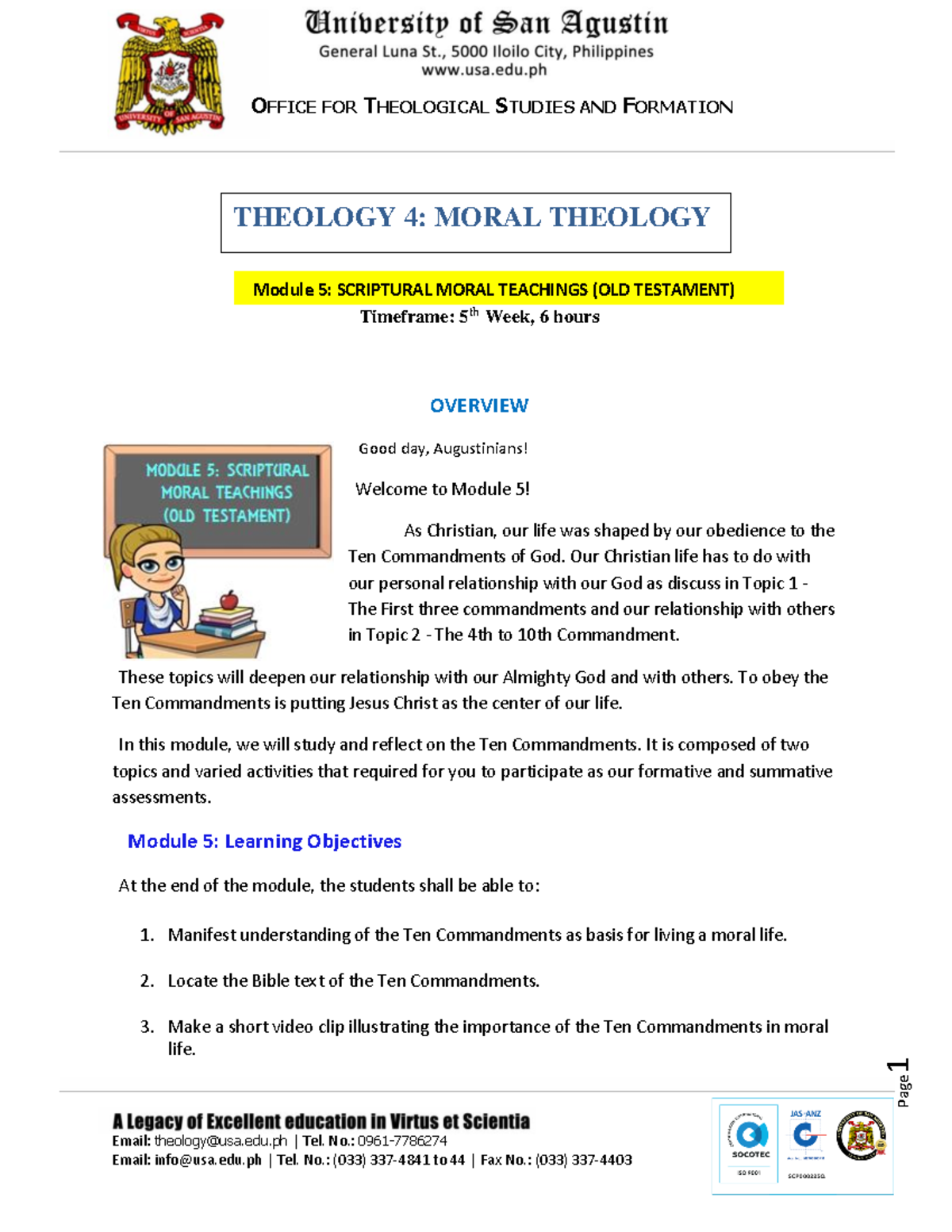Final copy of the Approved THEO 4 Module 5 - Email: theology@usa.edu ...