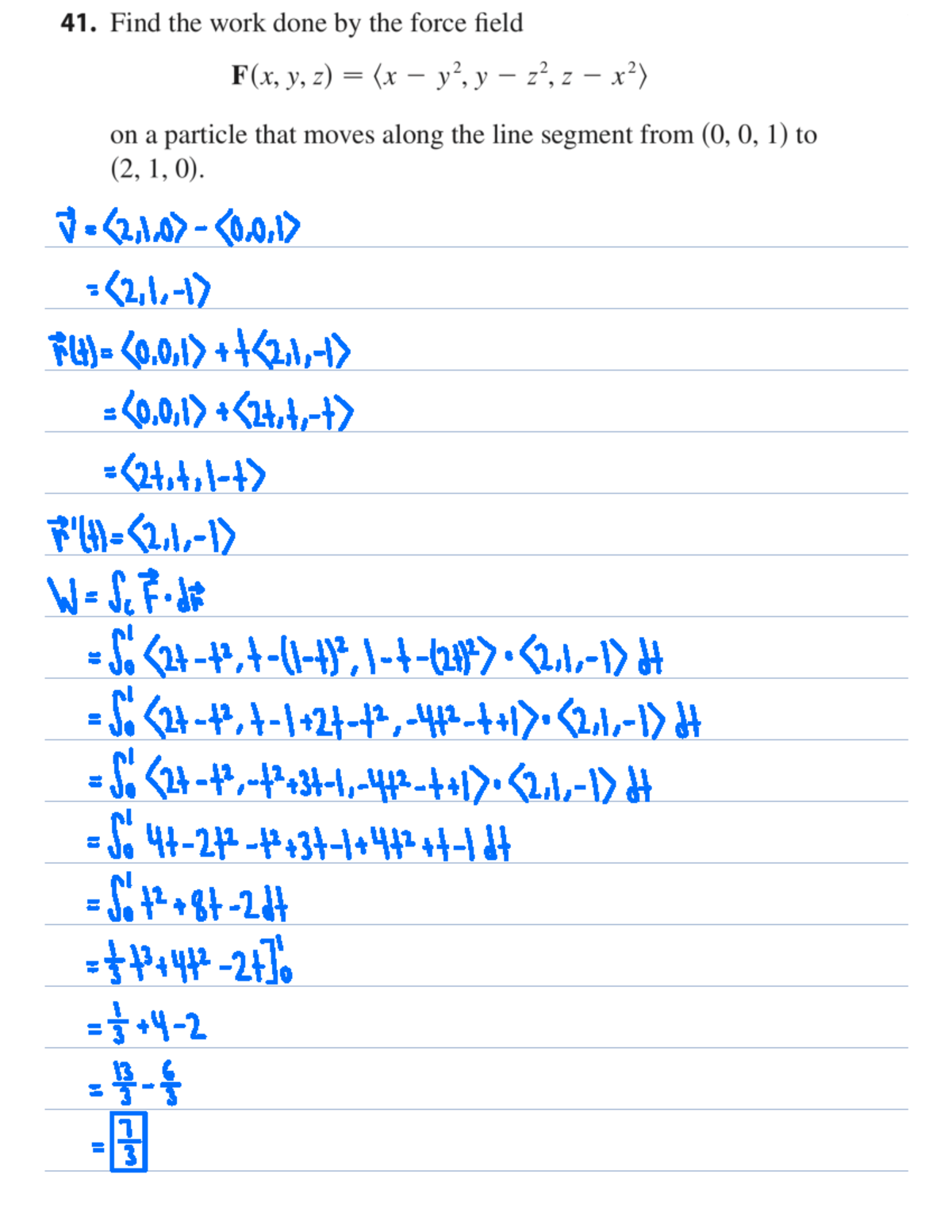 Calculation work done by force field - I 2 1,07 OOD 211 FH OO 1 t t42,1 ...