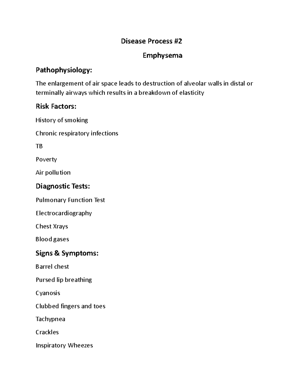 Disease process 2 - Disease Process Emphysema Pathophysiology: The ...