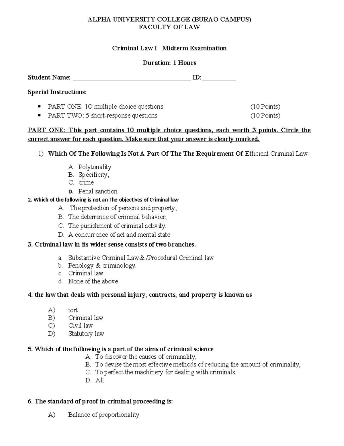 criminal law exercise material for students undergatuate in criminal ...