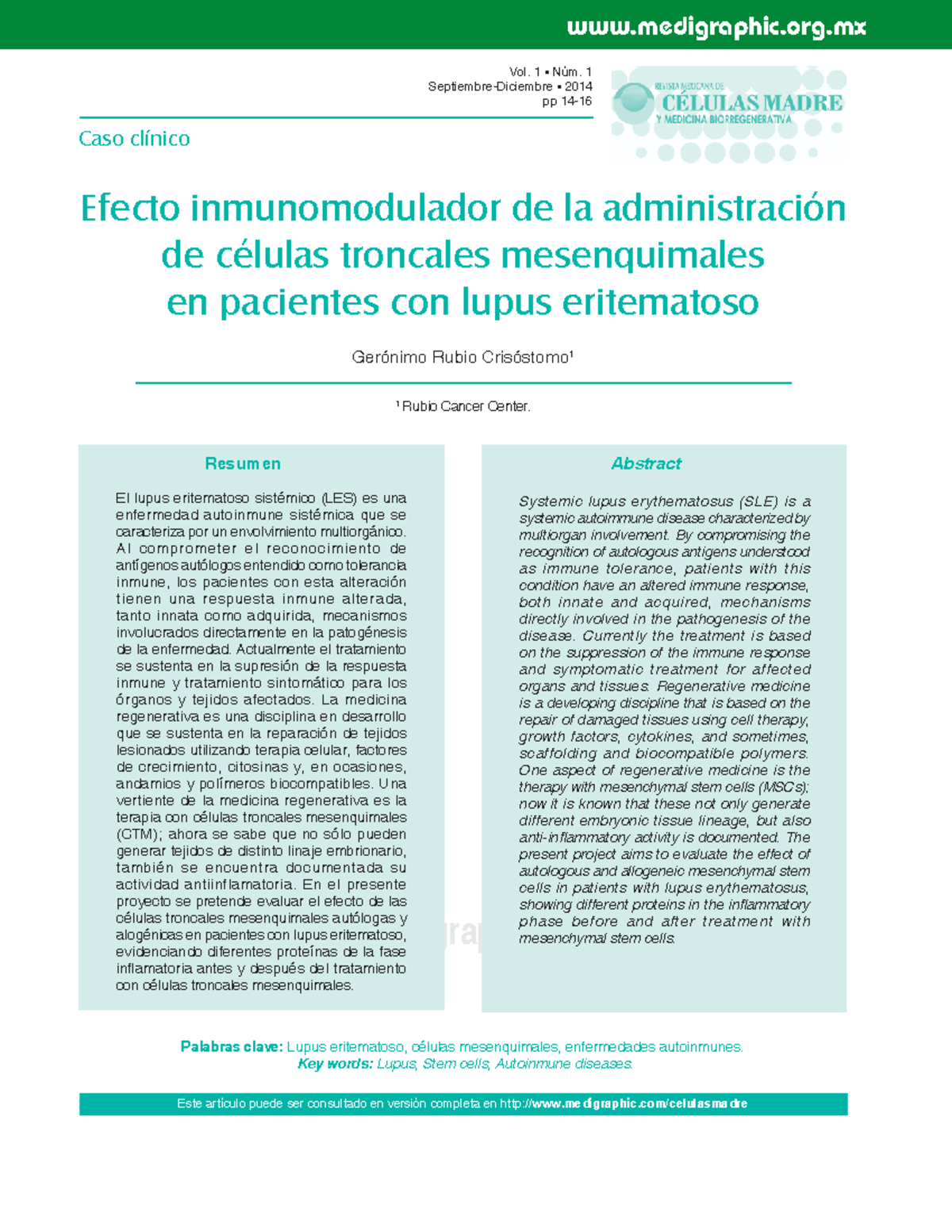 Efecto inmunomodulador MSC en LES - medigraphic.org Efecto ...