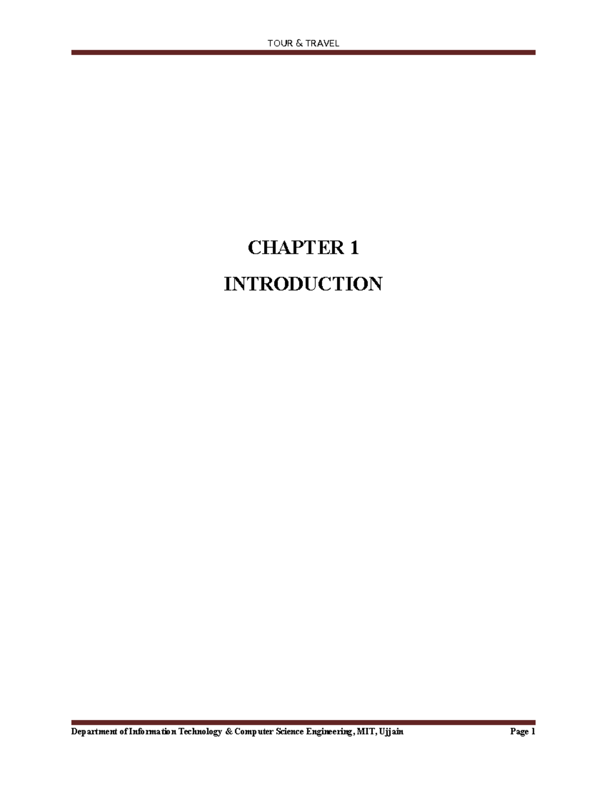 Abhishek document - report of project - CHAPTER 1 INTRODUCTION 1 1 Travels & Tour is the travel ...