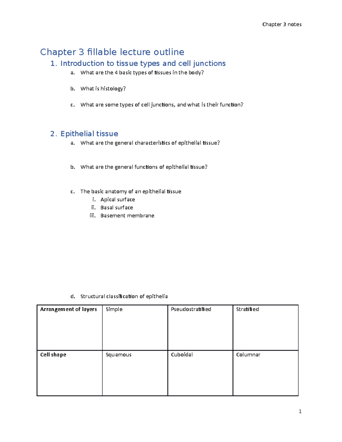 Chapter 3 Lecture Fillable Outline Chapter 3 Fillable Lecture Outline