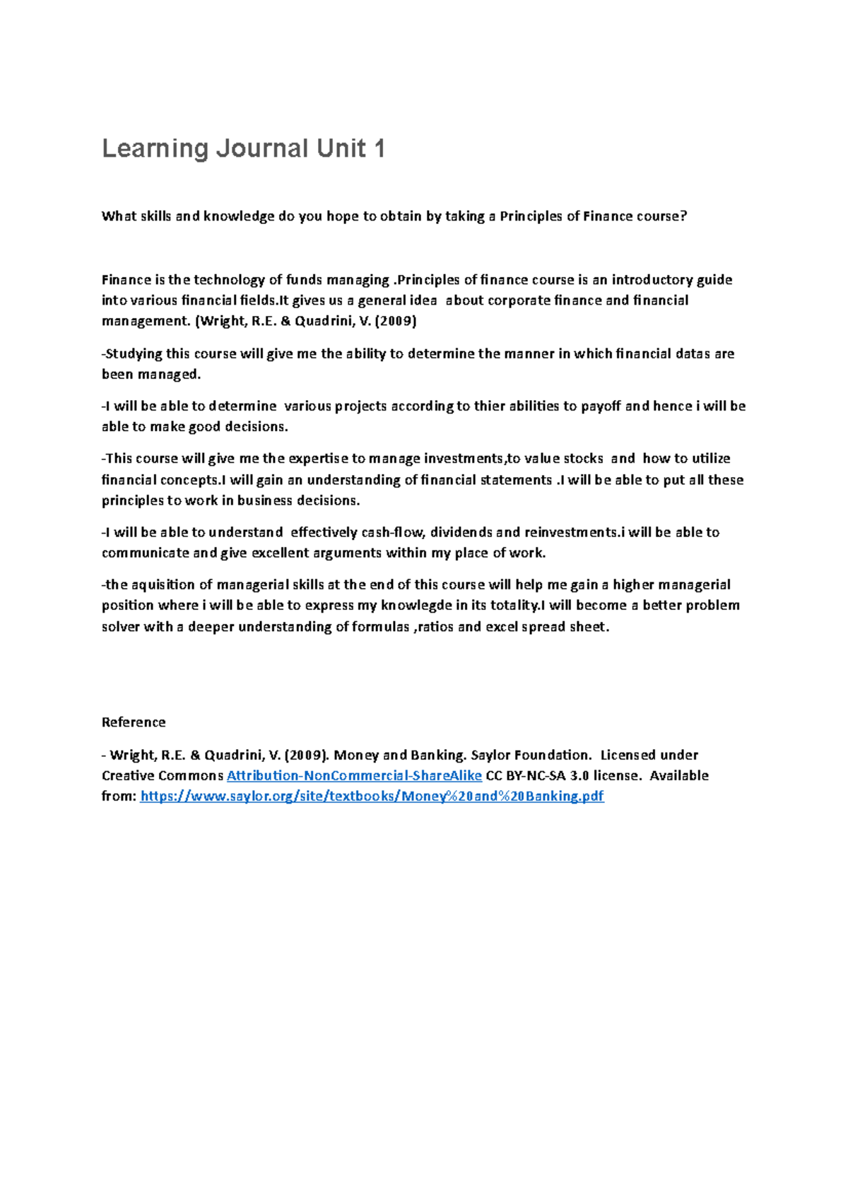 Learning Journal Unit 1 2203 - Learning Journal Unit 1 What skills and ...