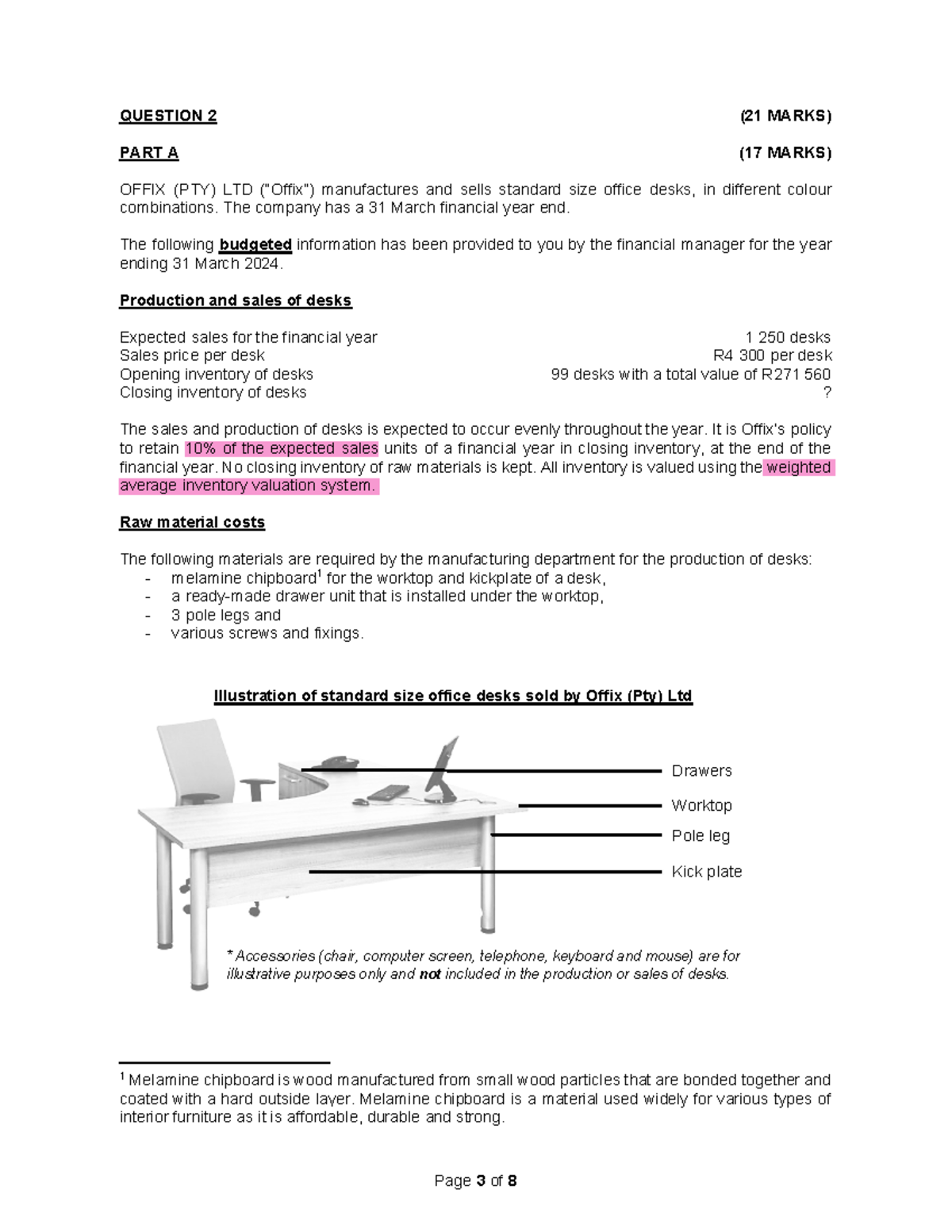 TUT 1 - Tutorial 1 - QUESTION 2 (21 MARKS) PART A (17 MARKS) OFFIX (PTY) LTD (“Offix ...