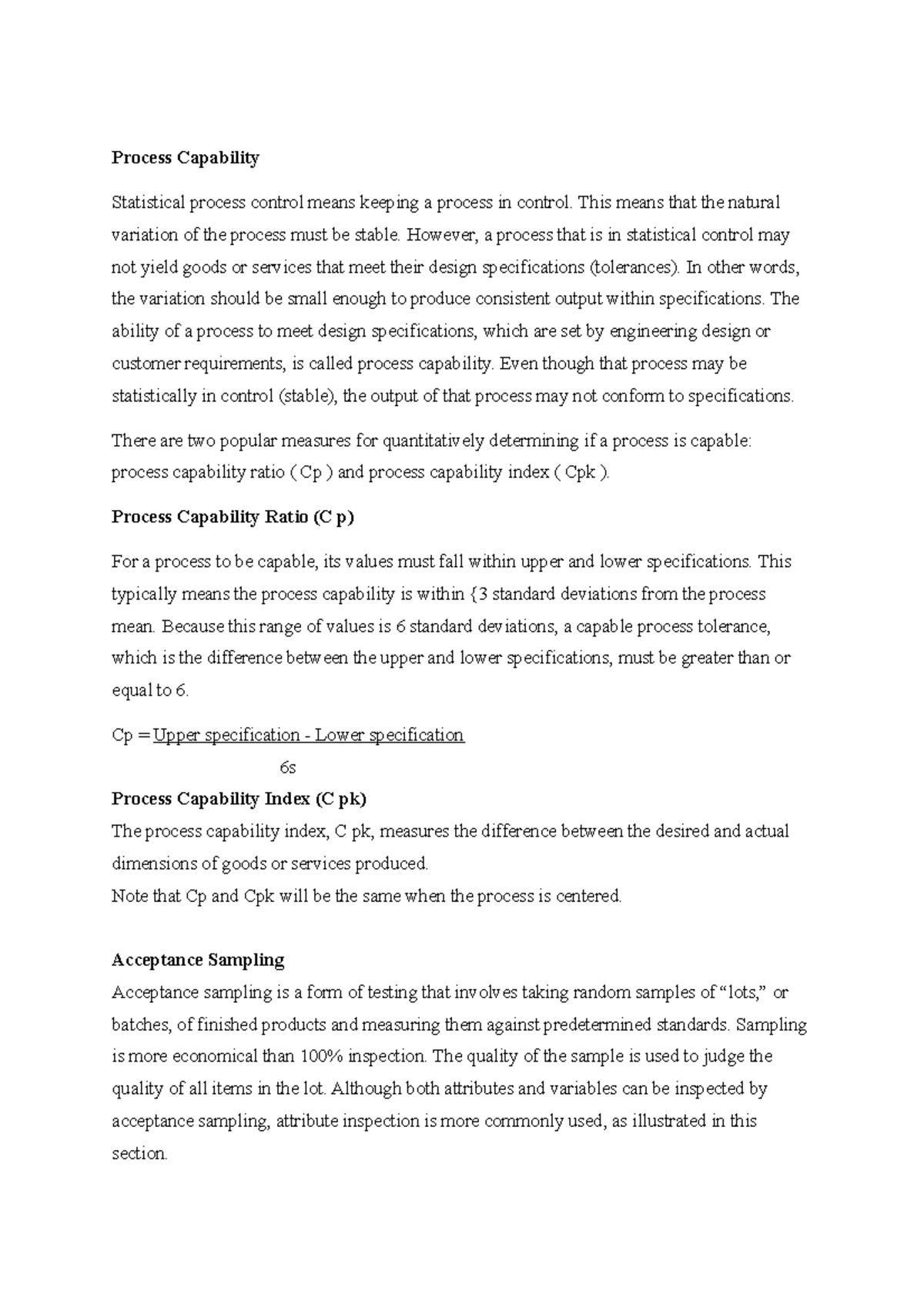 Process Capability (SPC) - Process Capability Statistical process ...