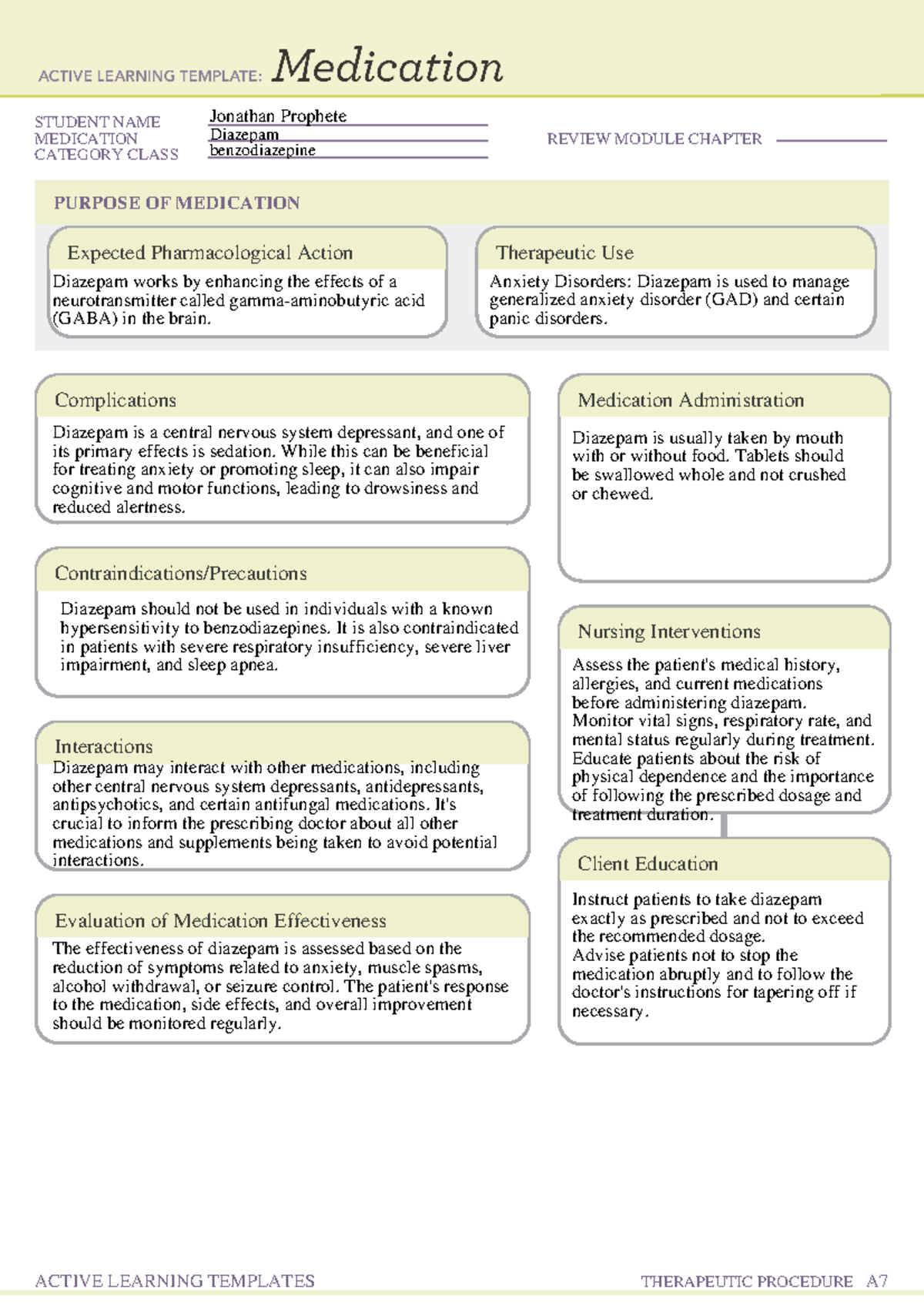Medication form 1 - Psychiatric - STUDENT NAME MEDICATION REVIEW MODULE ...