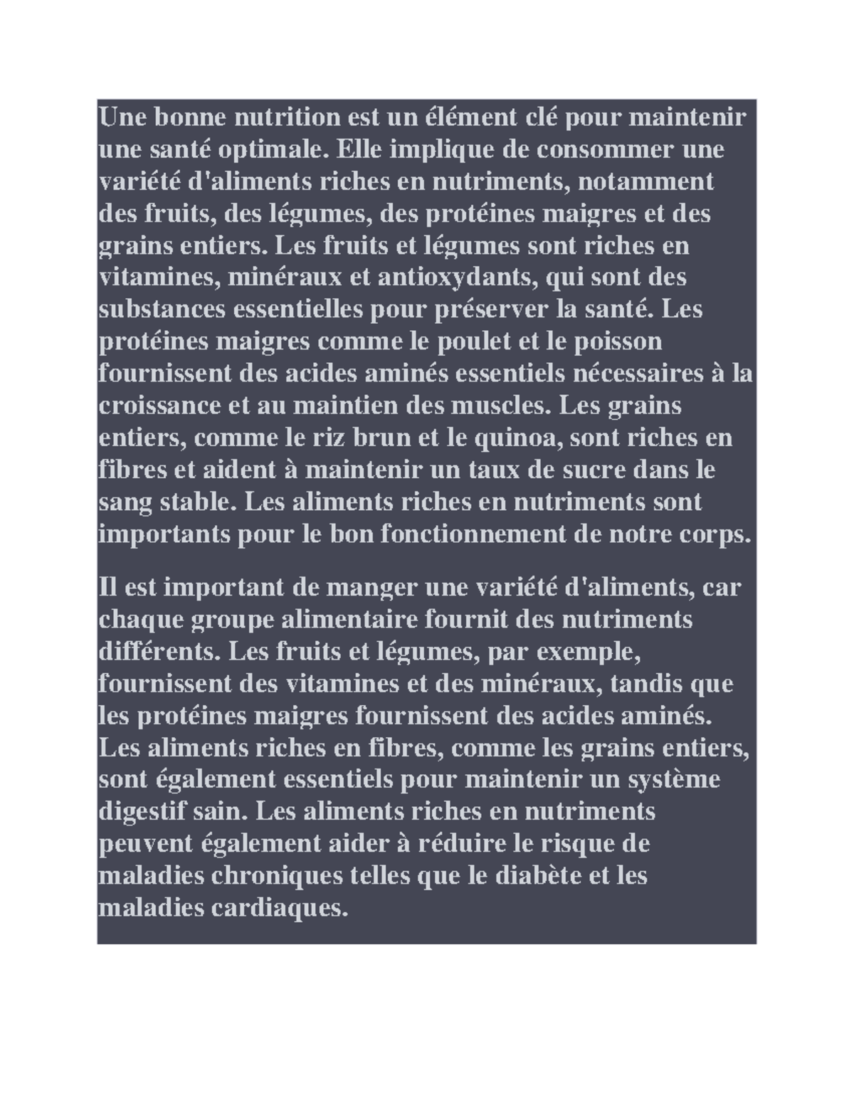 Santé et mieux être 2 - Une bonne nutrition est un élément clé pour ...